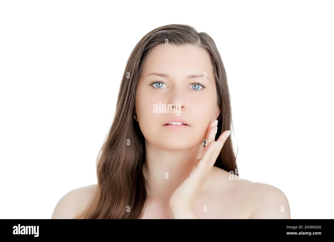 Beautiful woman with natural look, perfect skin as make-up and wellness ...