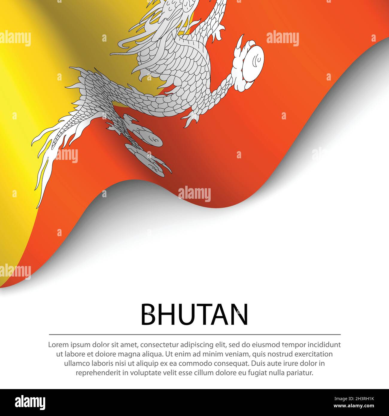 Waving flag of Bhutan on white background. Banner or ribbon vector ...