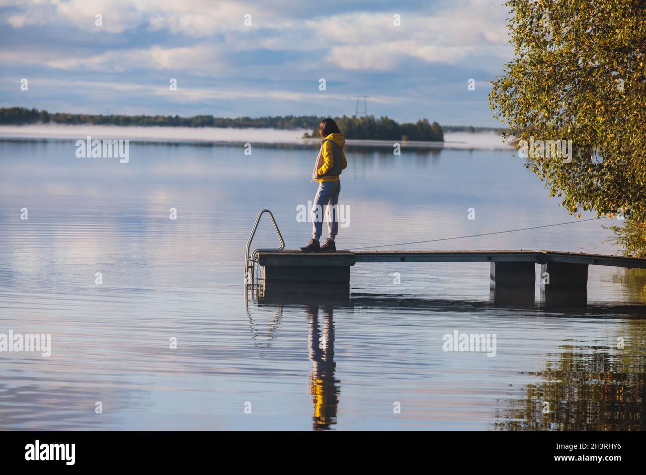 View of Kem River, Kemijoki, in a Liedakkala village in the ...