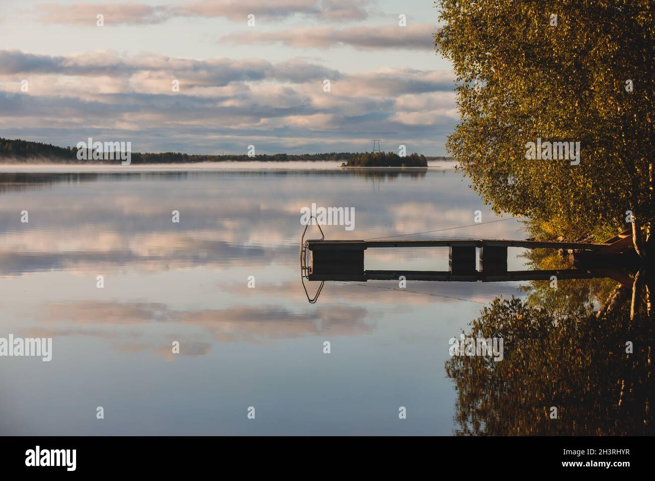 View of Kem River, Kemijoki, in a Liedakkala village in the ...