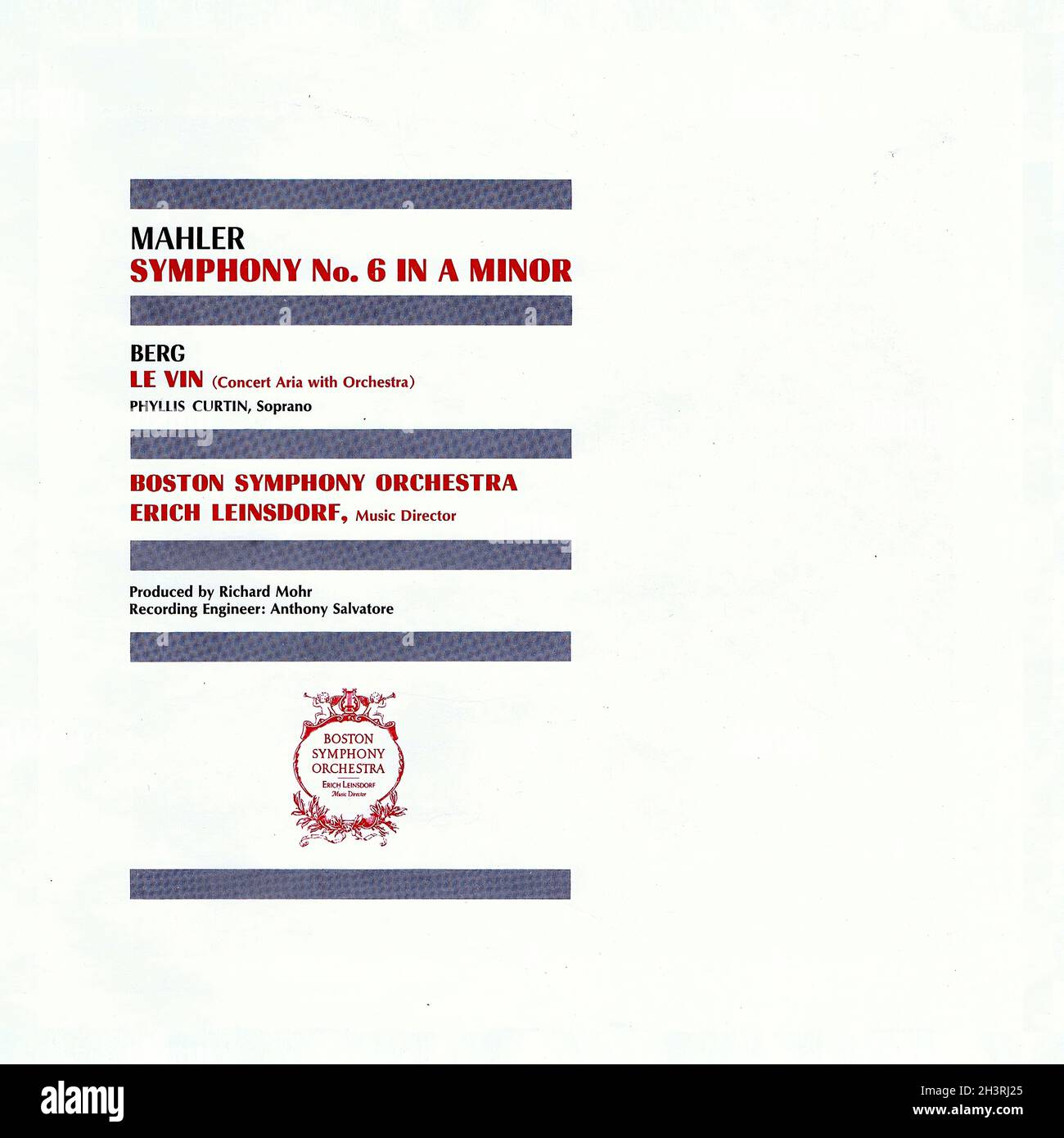 Mahler Symphony 6 - Leinsdorf BSO RCA-2 - Classical Music Vintage Vinyl ...