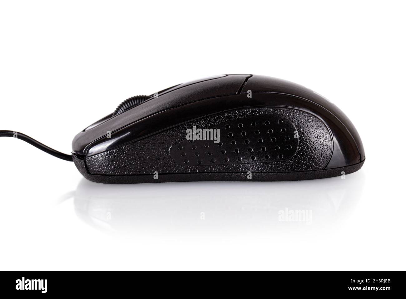 view of black computer mouse isolated on white background Stock Photo ...
