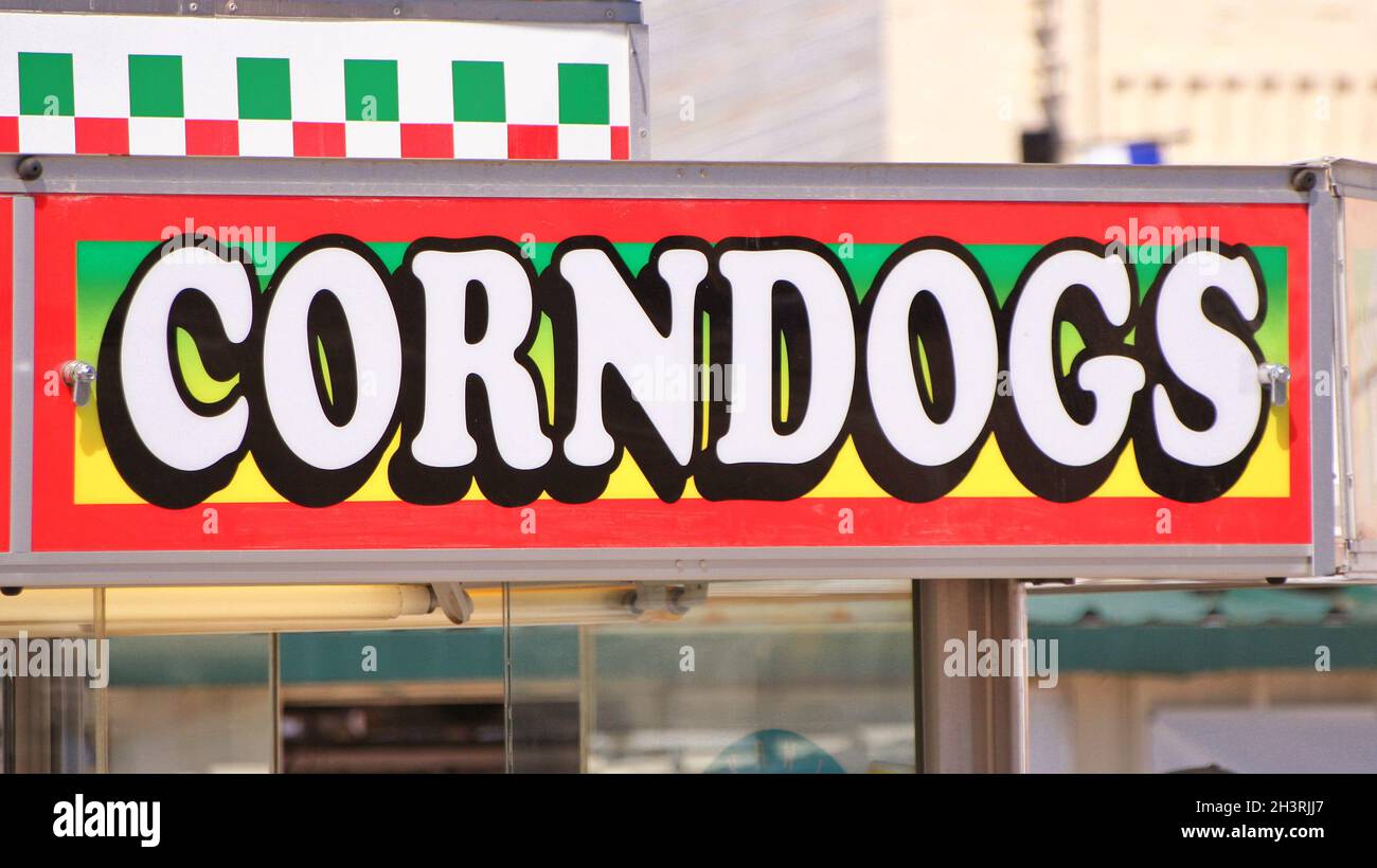 Corn Dogsood Vendor Sign at County Fair Food Stock Photo - Alamy
