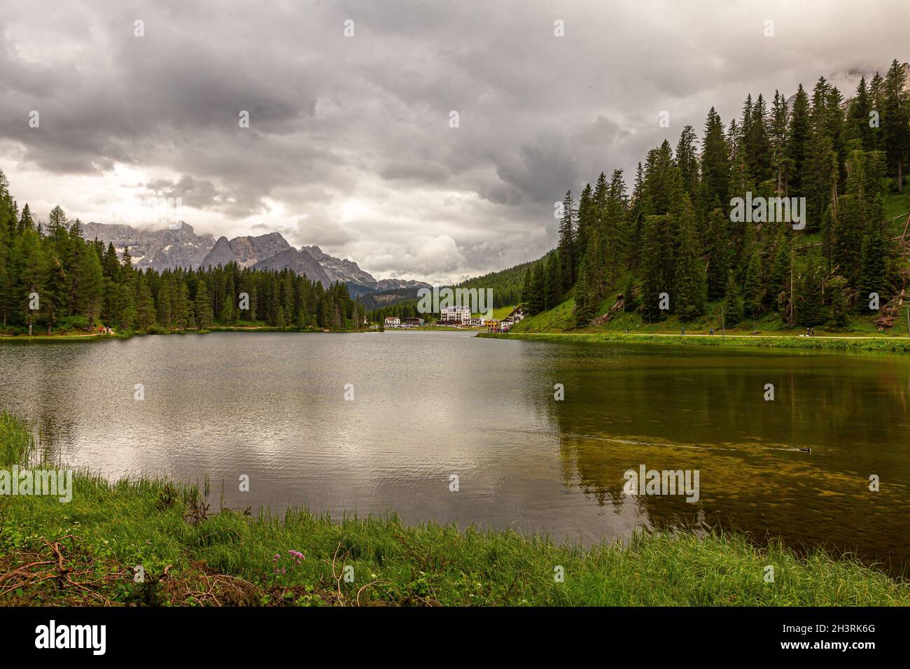 view ok Lake Misurina is the largest natural lake of the Cadore Stock ...