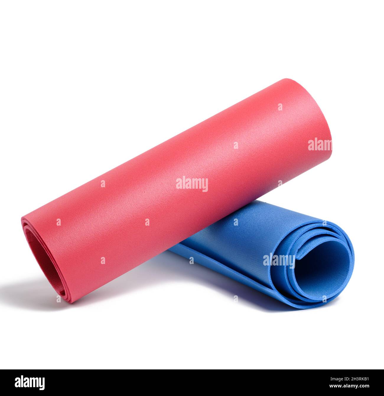 Red and blue neoprene rugs isolated on white background Stock Photo - Alamy