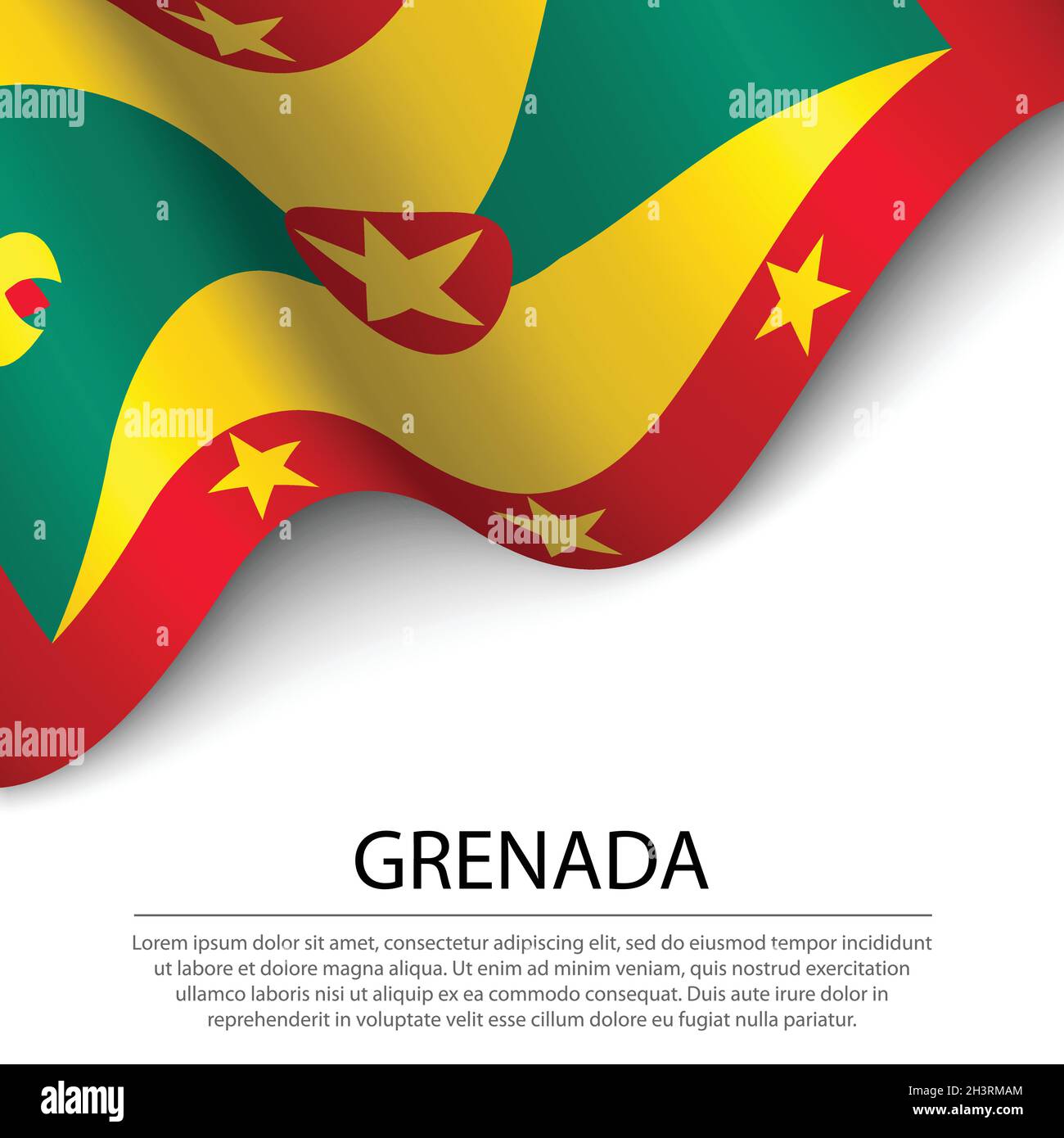 Waving flag of Grenada on white background. Banner or ribbon vector ...
