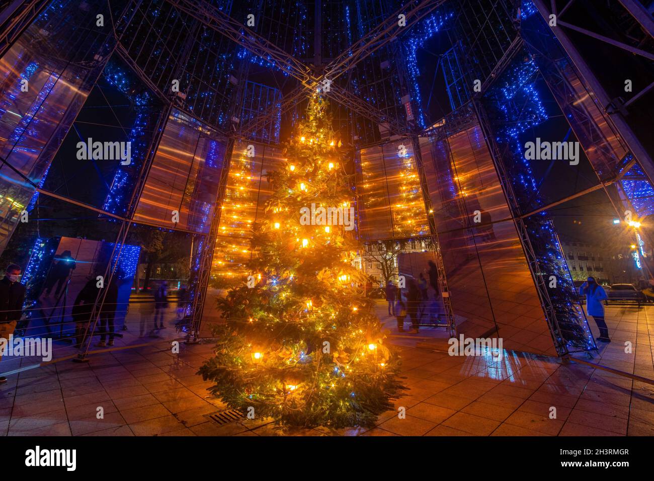 Colorful Christmas tree inside a mall Stock Photo - Alamy
