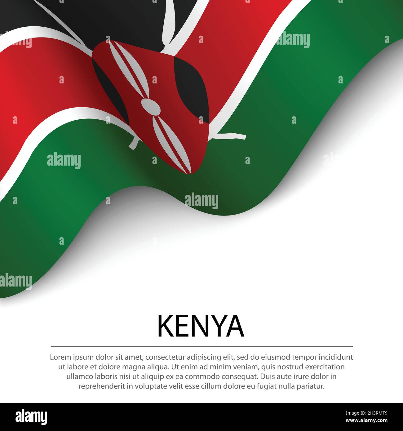 Waving flag of Kenya on white background. Banner or ribbon vector ...