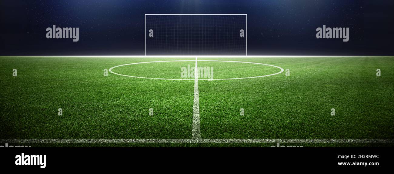 Soccer stadium arena with natural green grass Stock Photo - Alamy