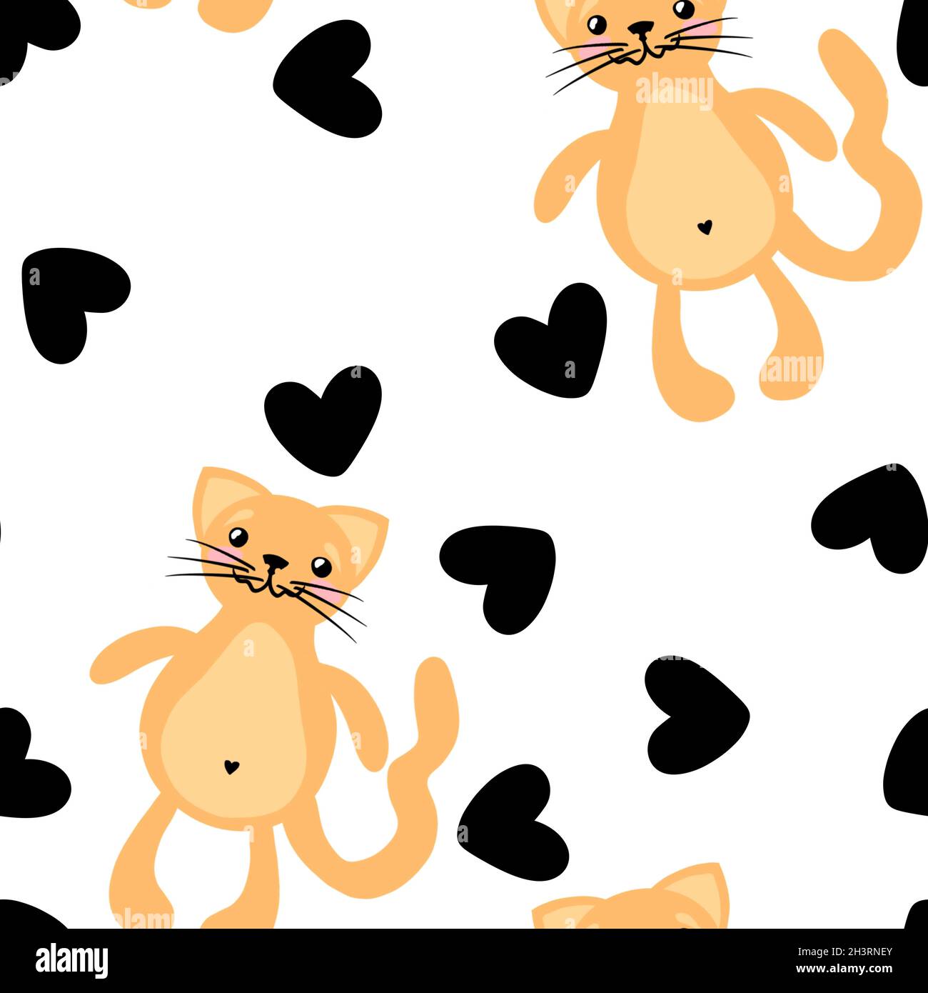 Seamless kids cartoon pattern on white background Stock Photo - Alamy