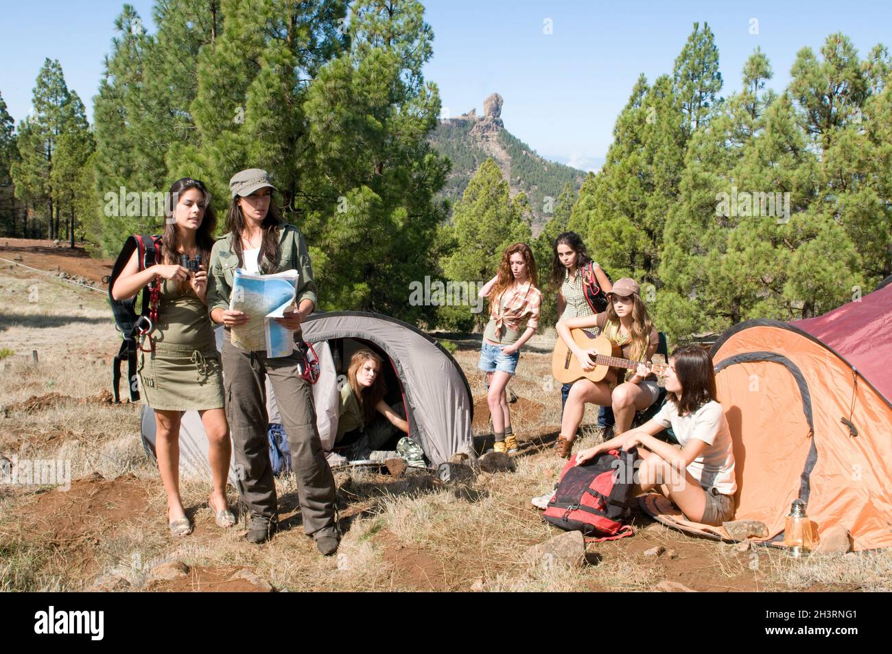 group of friends having fun on a camping trip Stock Photo - Alamy