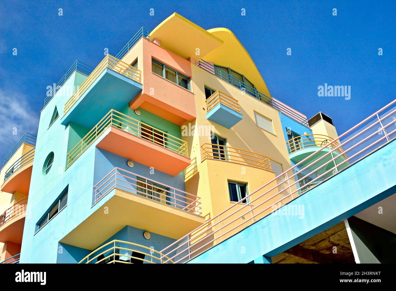 Colorful architecture in the Albufeira marina, Algarve - Portugal Stock ...