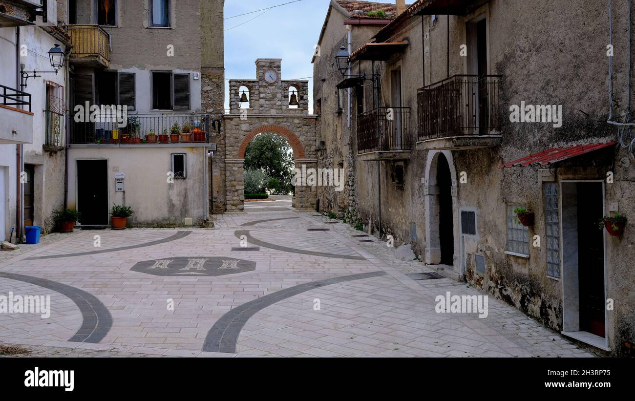 view of the historic center of Trentinara, Cilento, Campania, Italy ...