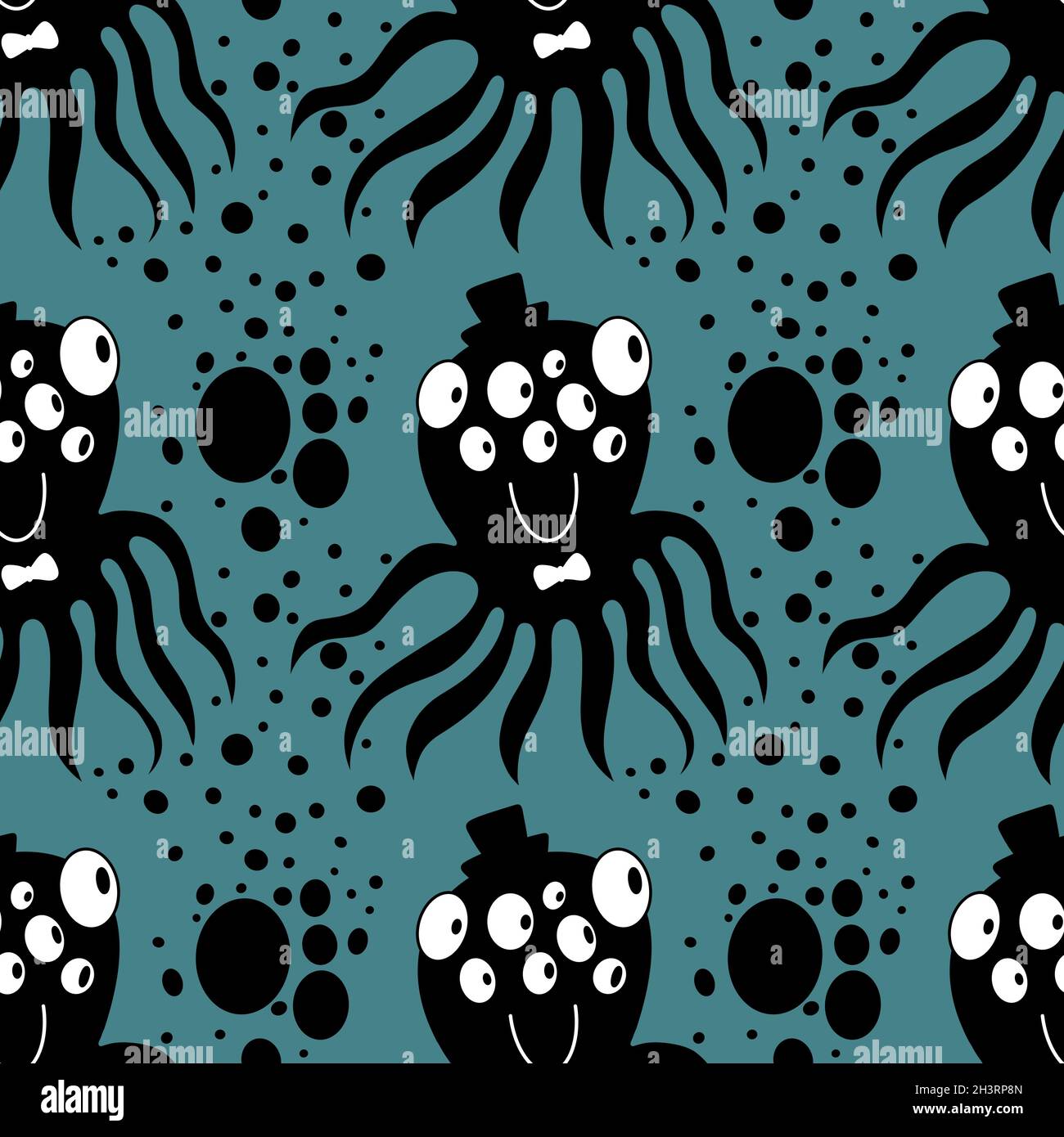 Seamless kids cartoon pattern on blue background Stock Photo - Alamy