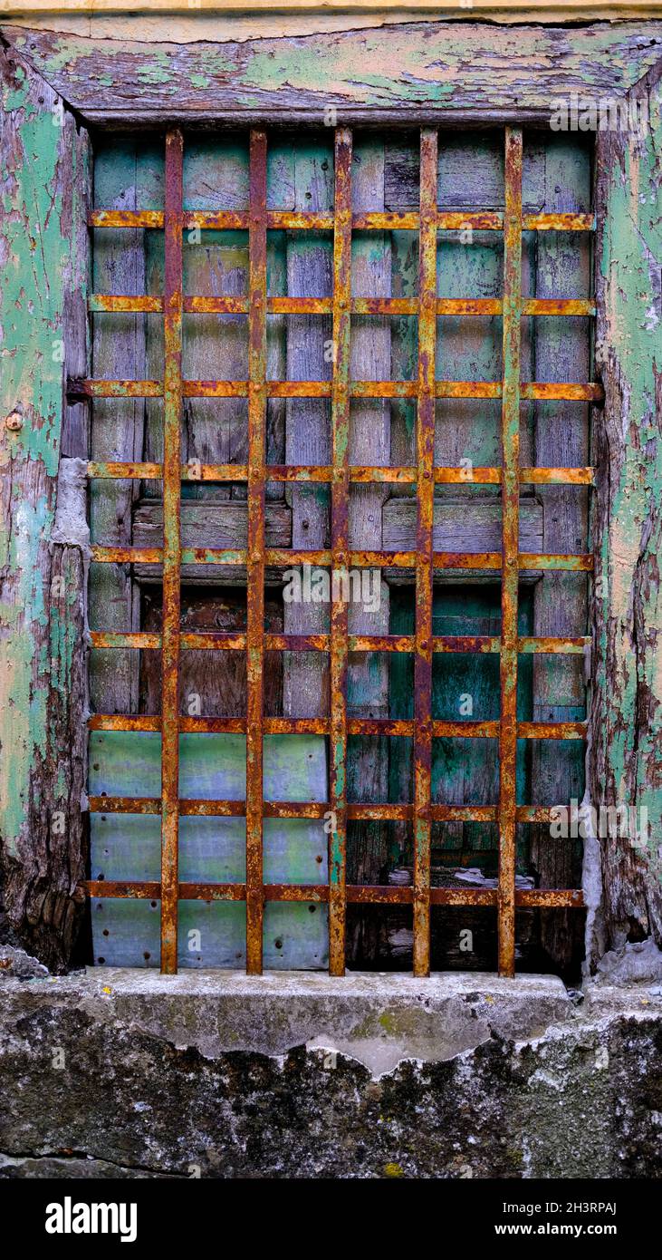 ancient window with rusty iron bars Stock Photo - Alamy