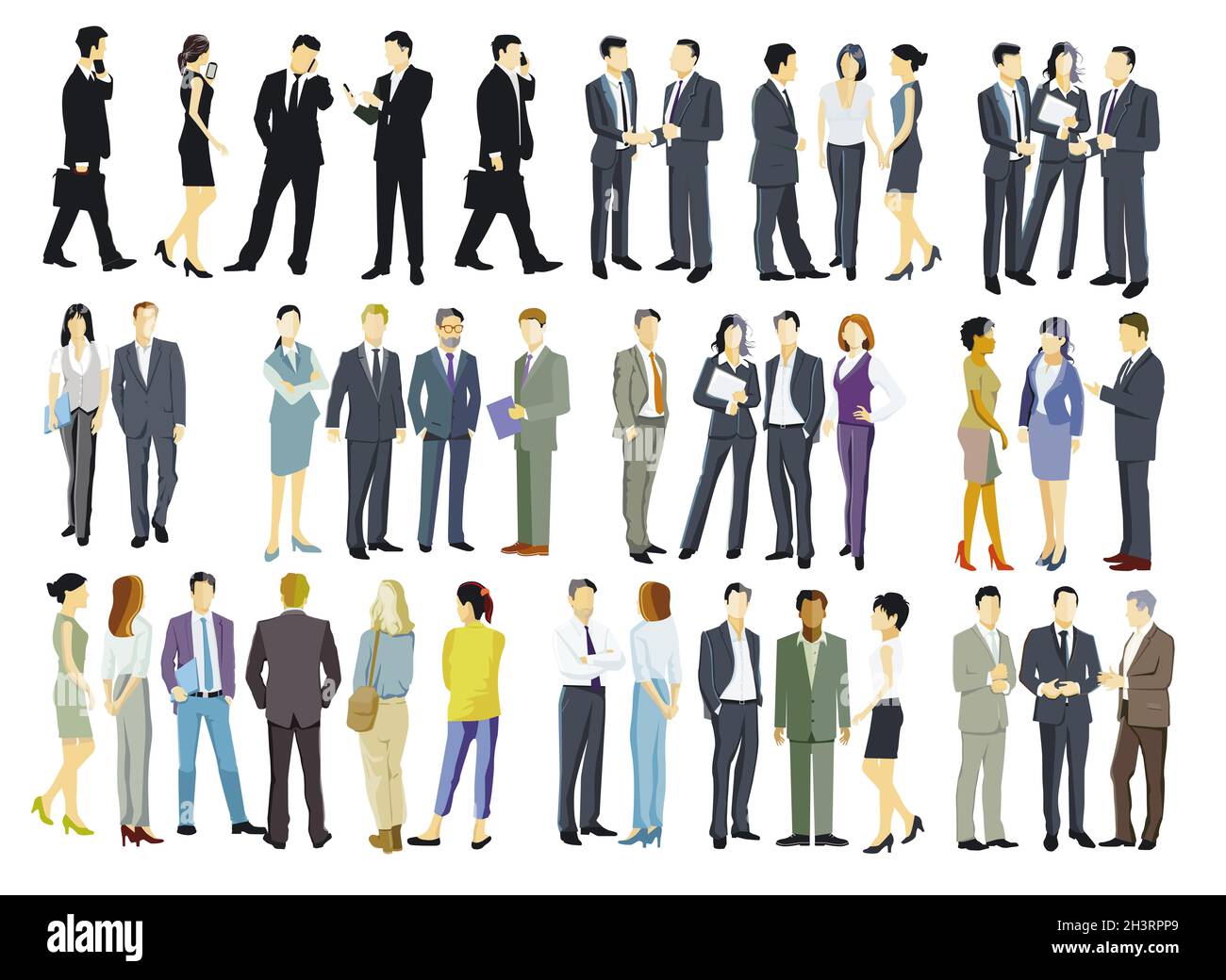 Large group of people stand together illustration Stock Photo - Alamy
