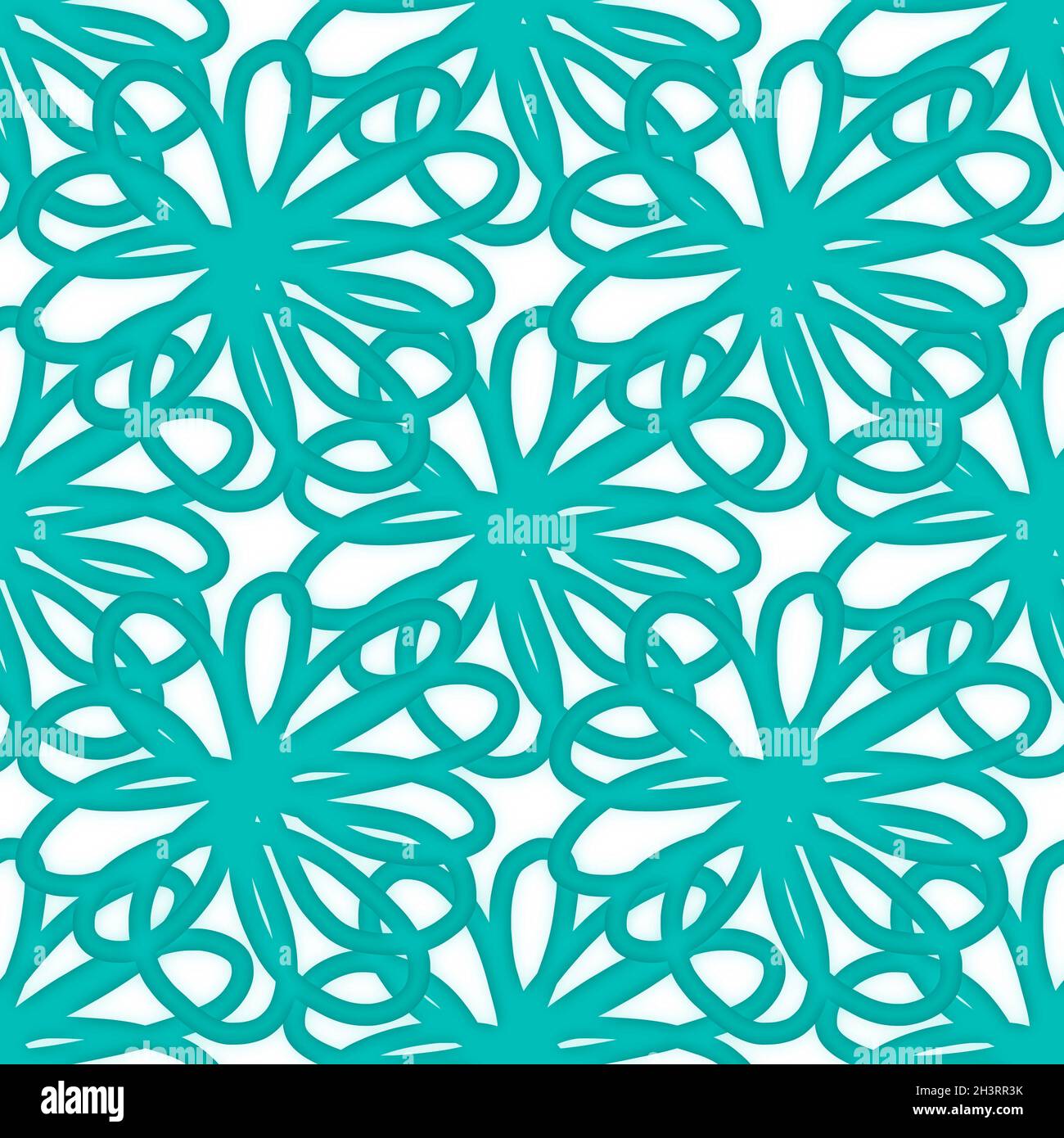 Seamless pattern with doodle flower on white background Stock Photo - Alamy