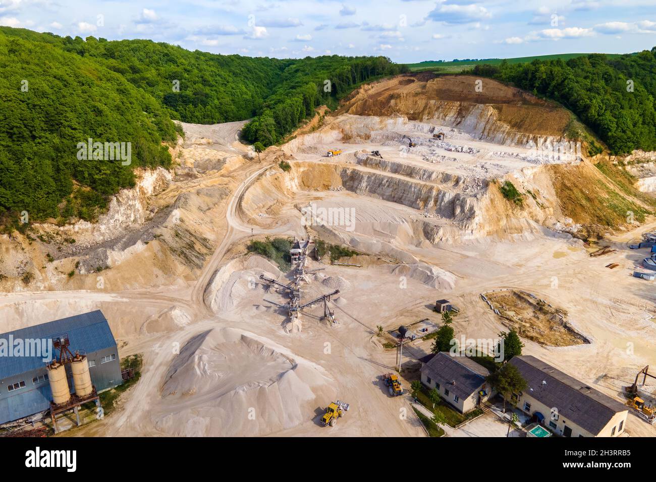 Open pit mining of construction sand stone materials with excavators ...