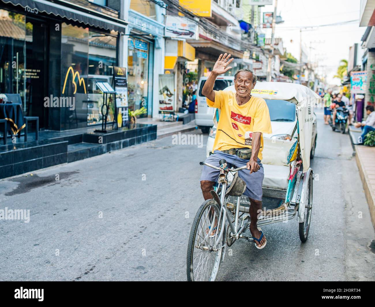 Rickshaw driver in Hua Hin. This is an old fishing village that became ...