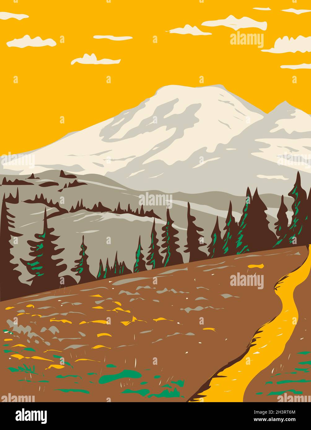 Mount Rainier Viewed from Cowlitz Divide Along the Wonderland Trail ...