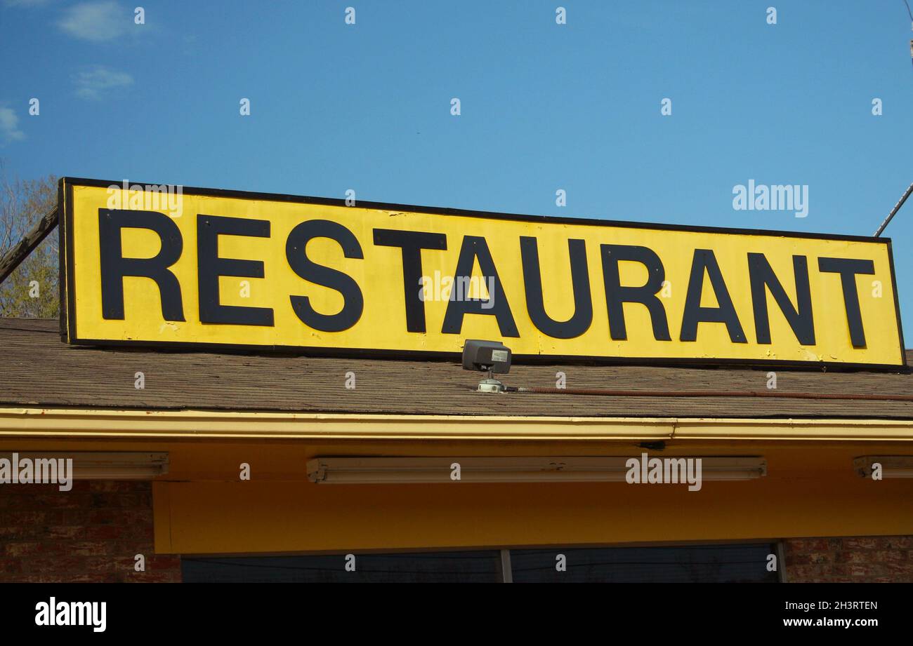 Blue restaurant sign hi-res stock photography and images - Alamy