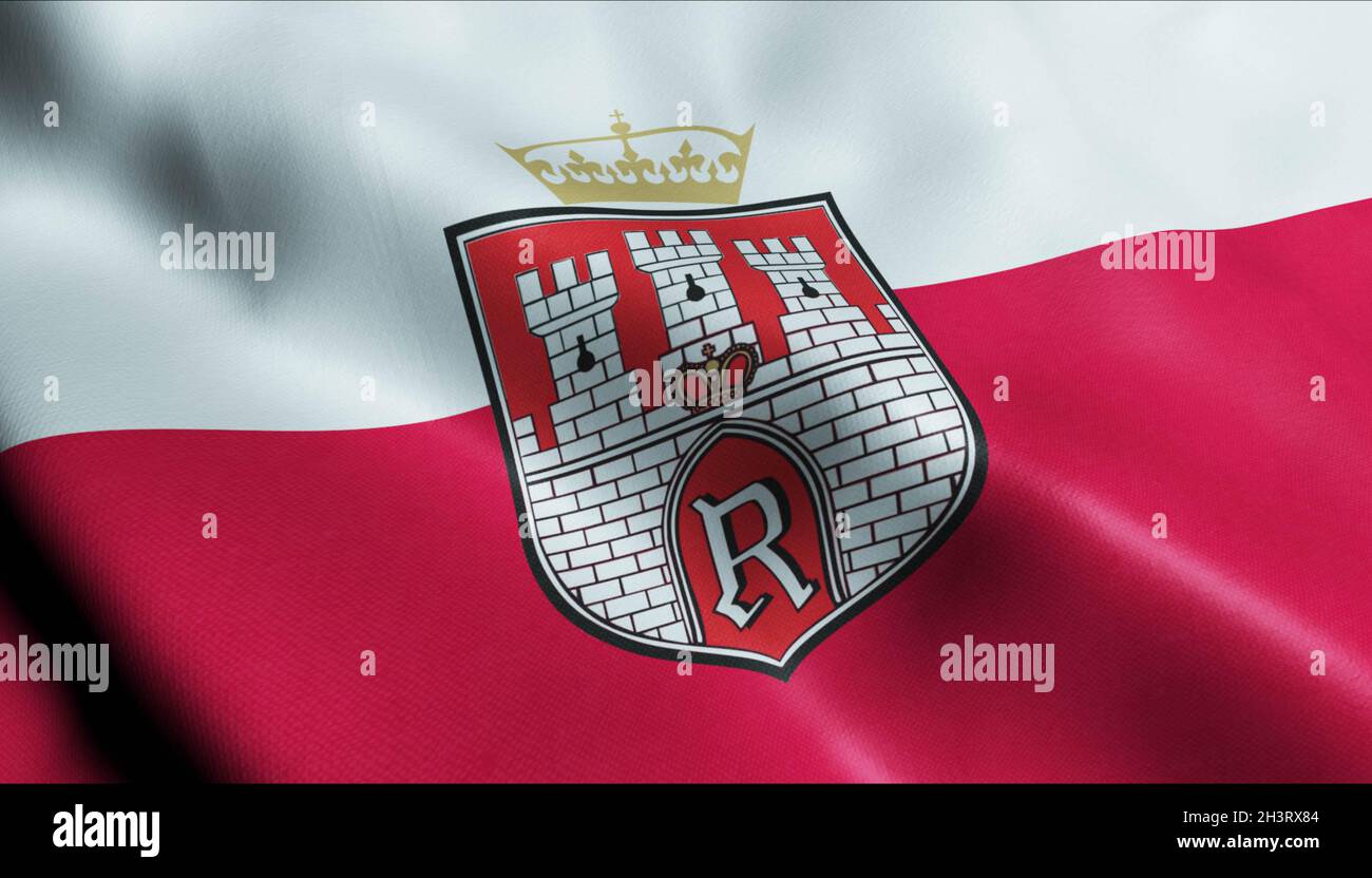 3D Illustration of a waving Poland city flag of Radom Stock Photo - Alamy