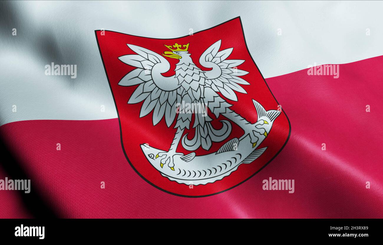 3D Illustration of a waving Poland city flag of Nieszawa Stock Photo ...