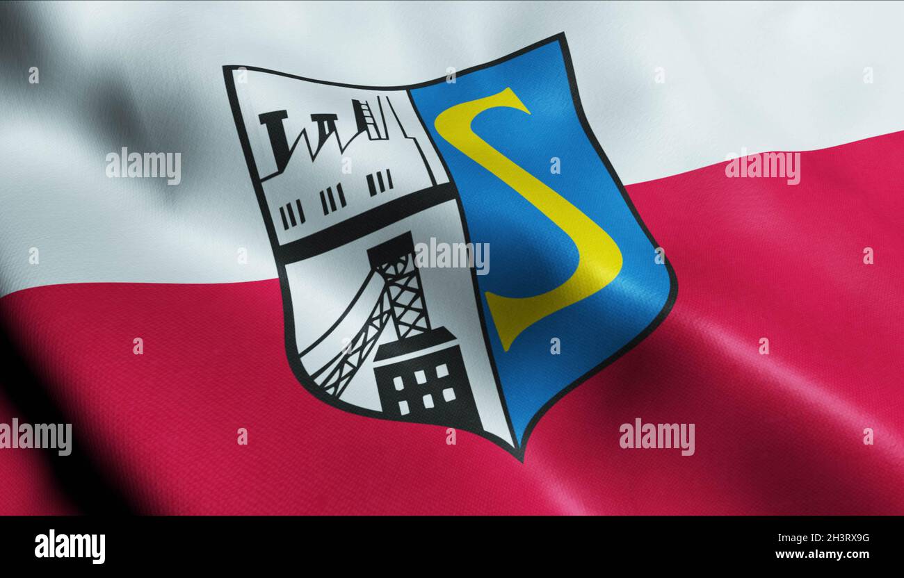 3D Illustration of a waving Poland city flag of Staporkow Stock Photo ...