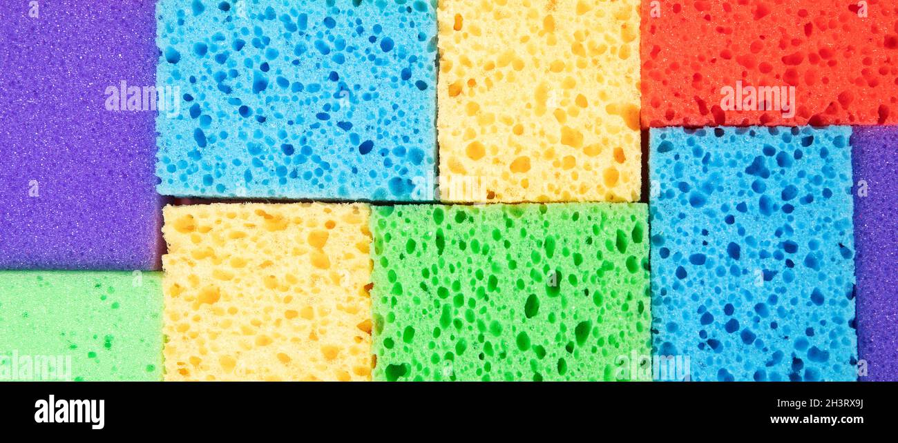 Multi-colored pattern from sponges for washing dishes, background image ...