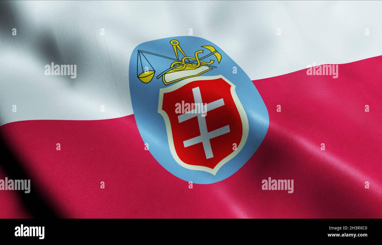 3D Illustration of a waving Poland city flag of Lezajs Stock Photo - Alamy