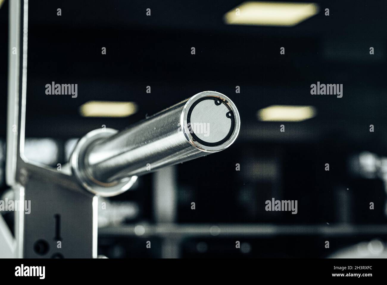 Metal gym weight bar for powerlifting close up Stock Photo - Alamy