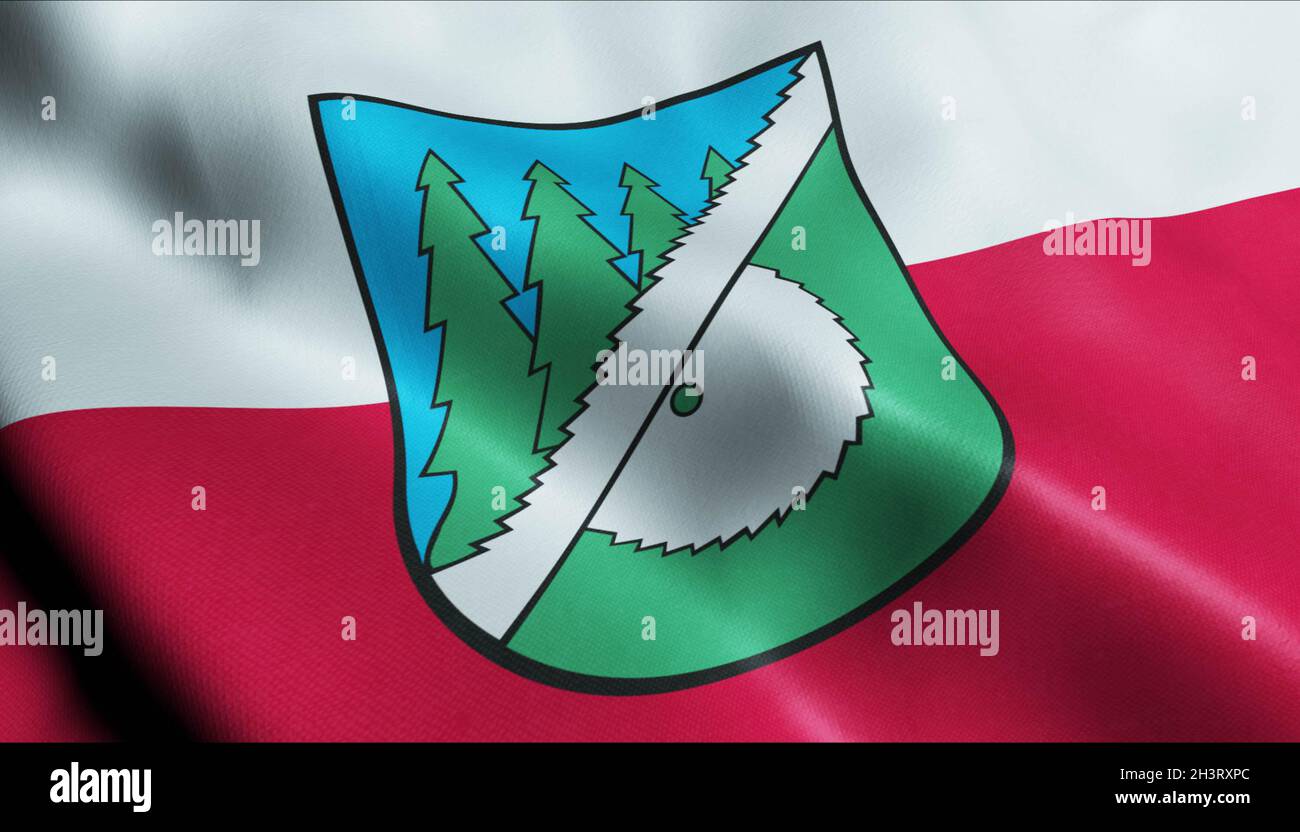3D Illustration of a waving Poland city flag of Hajnowka Stock Photo ...