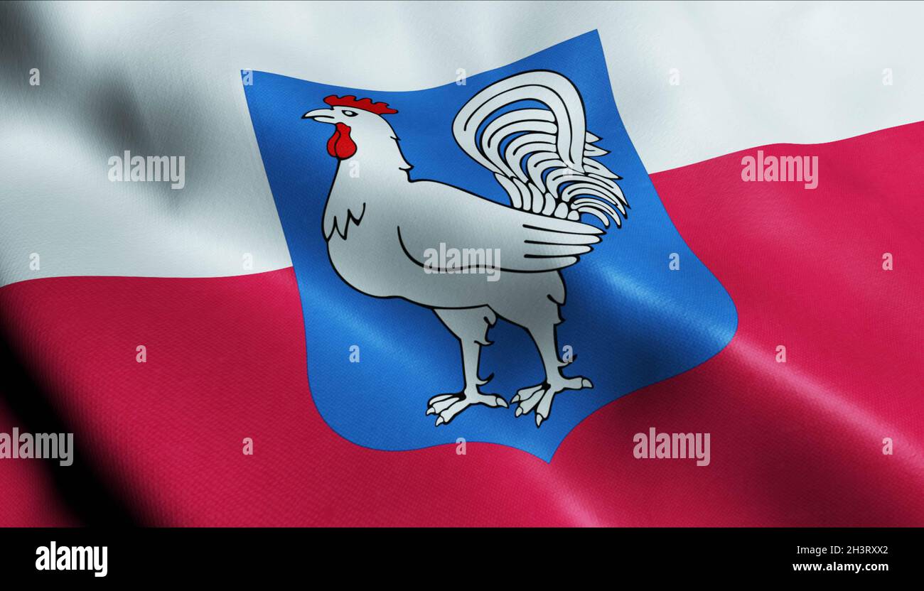 3D Illustration of a waving Poland city flag of Stoczek Lukowski Stock ...