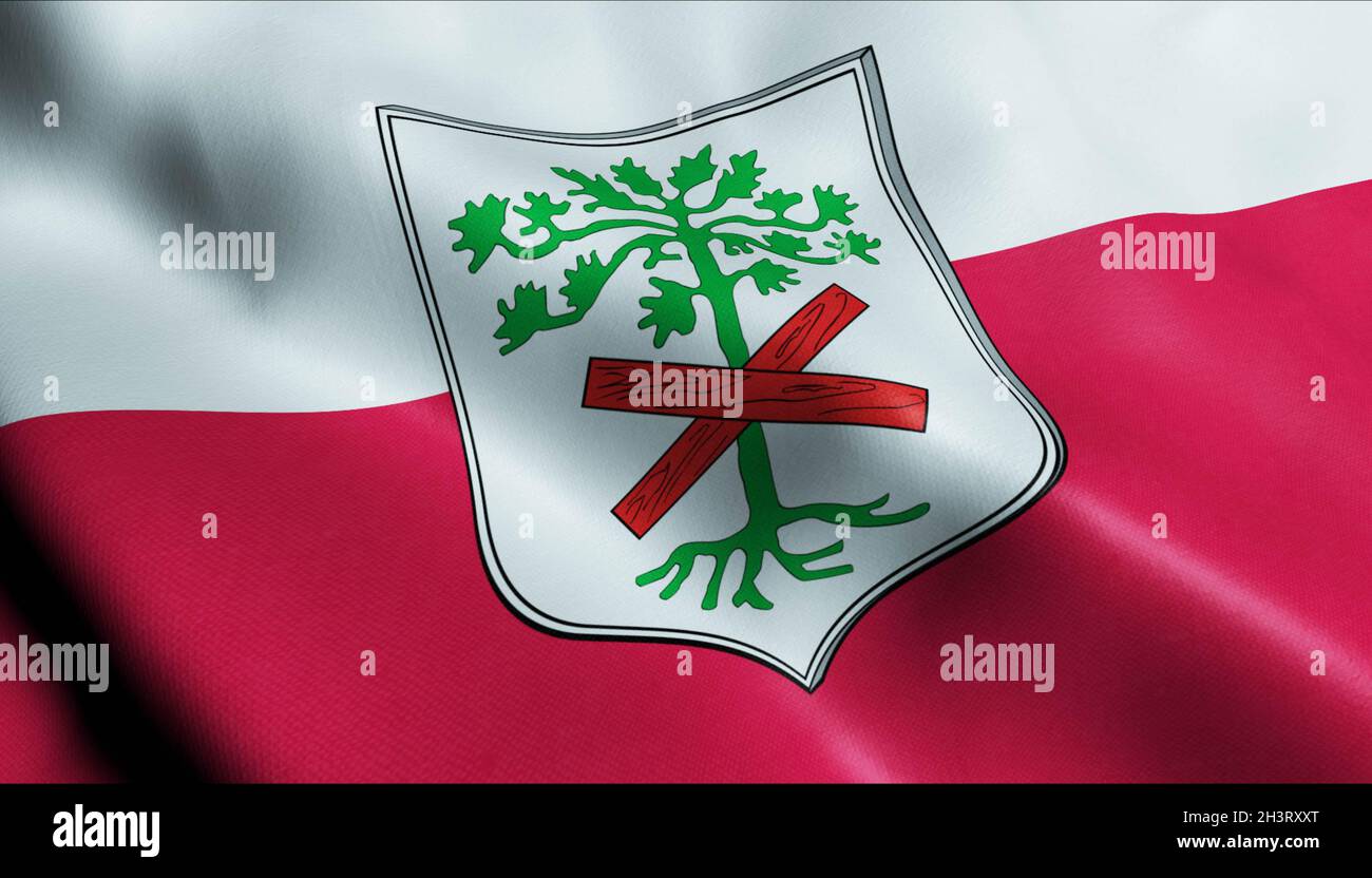 3D Illustration of a waving Poland city flag of Miedzyborz Stock Photo ...