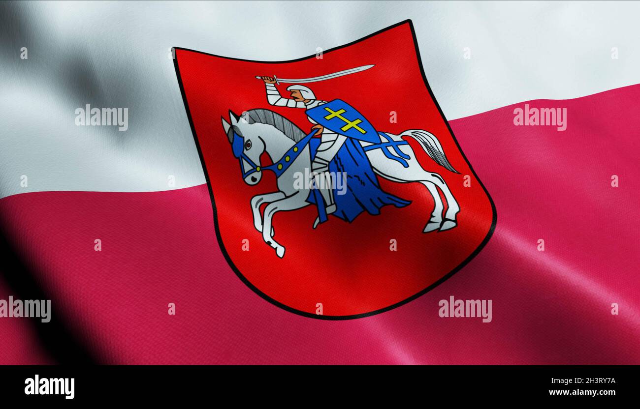 3D Illustration of a waving Poland city flag of Bransk Stock Photo - Alamy