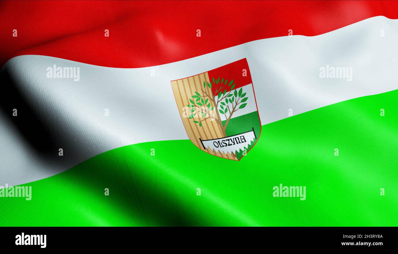 3D Illustration of a waving Poland city flag of Olszyna Stock Photo - Alamy
