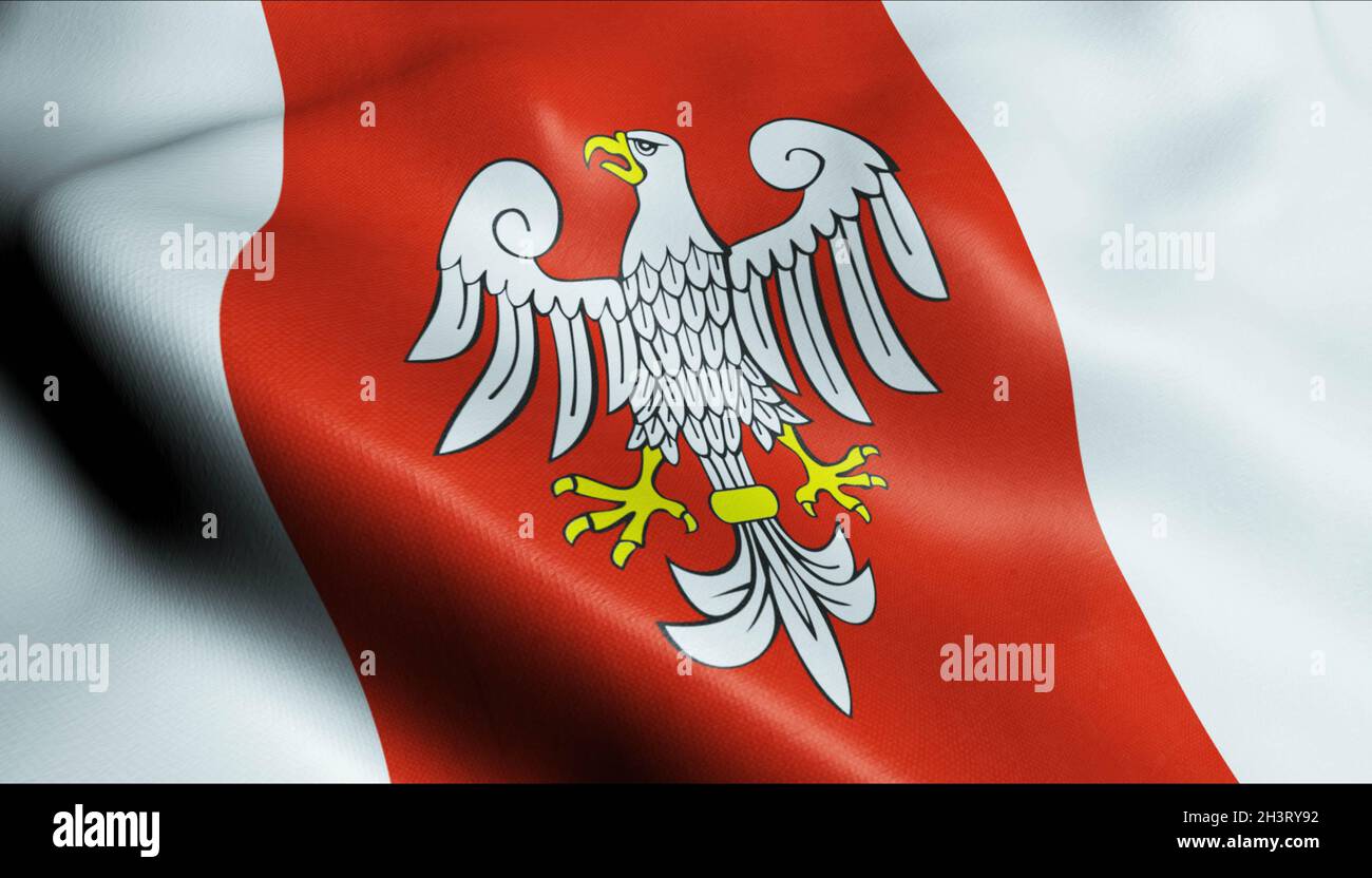 3D Illustration of a waving Poland city flag of Oborniki Stock Photo ...