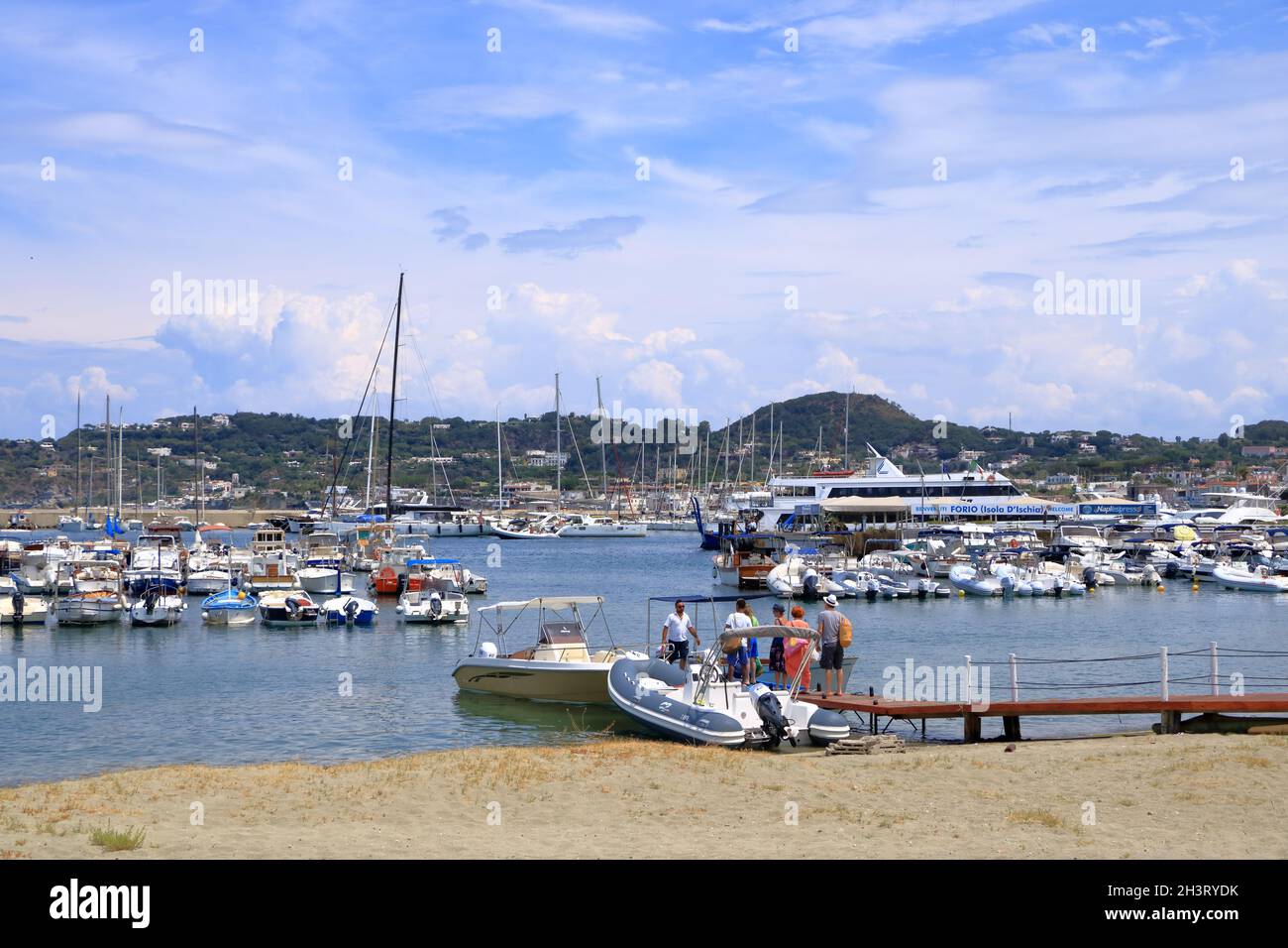 July 18 2021 - Forio, Ischia, Italy: landscape with the sea, beach and ...