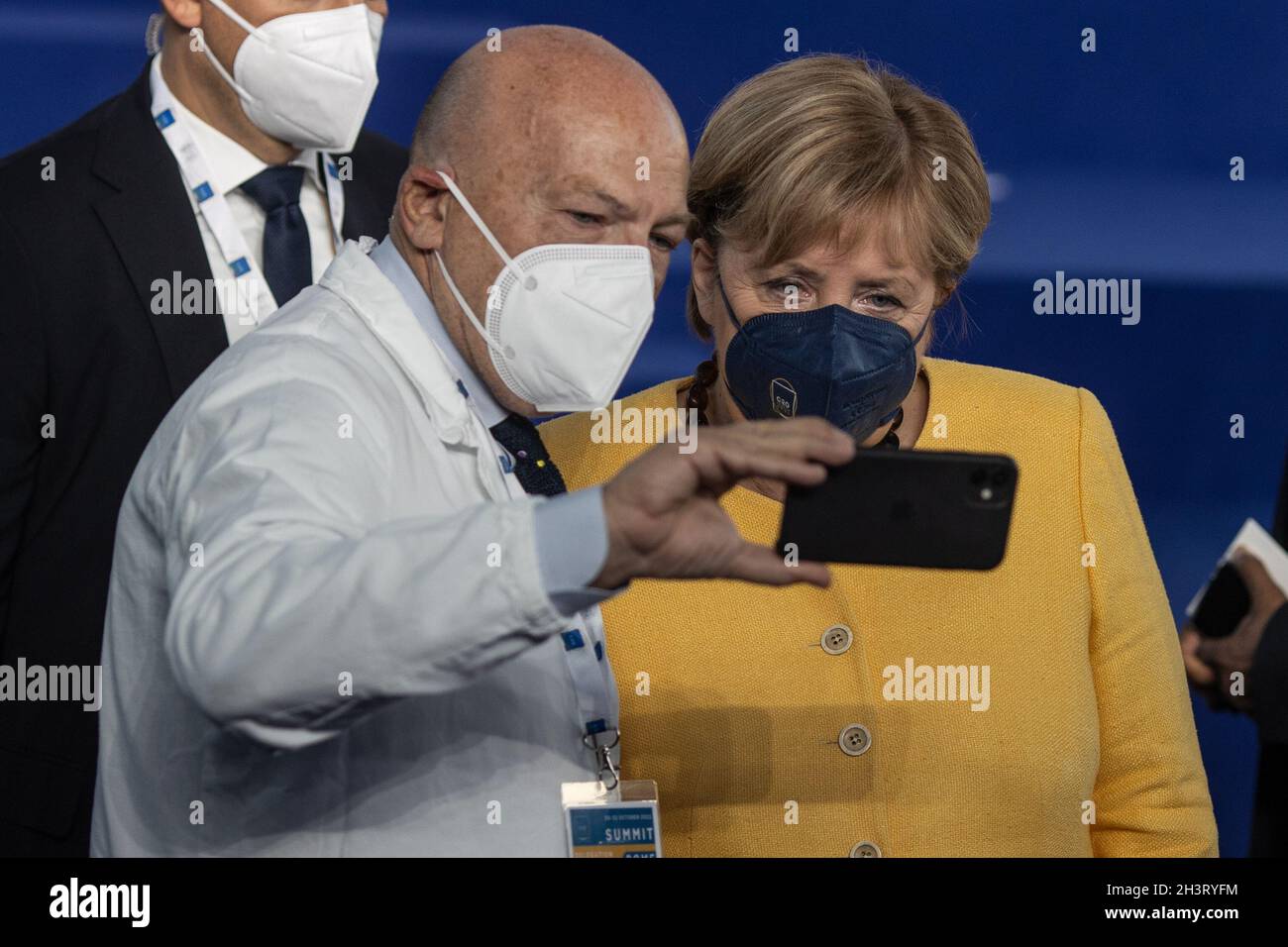 Rome, Italy. 30th Oct, 2021. A health care worker takes a selfie with ...