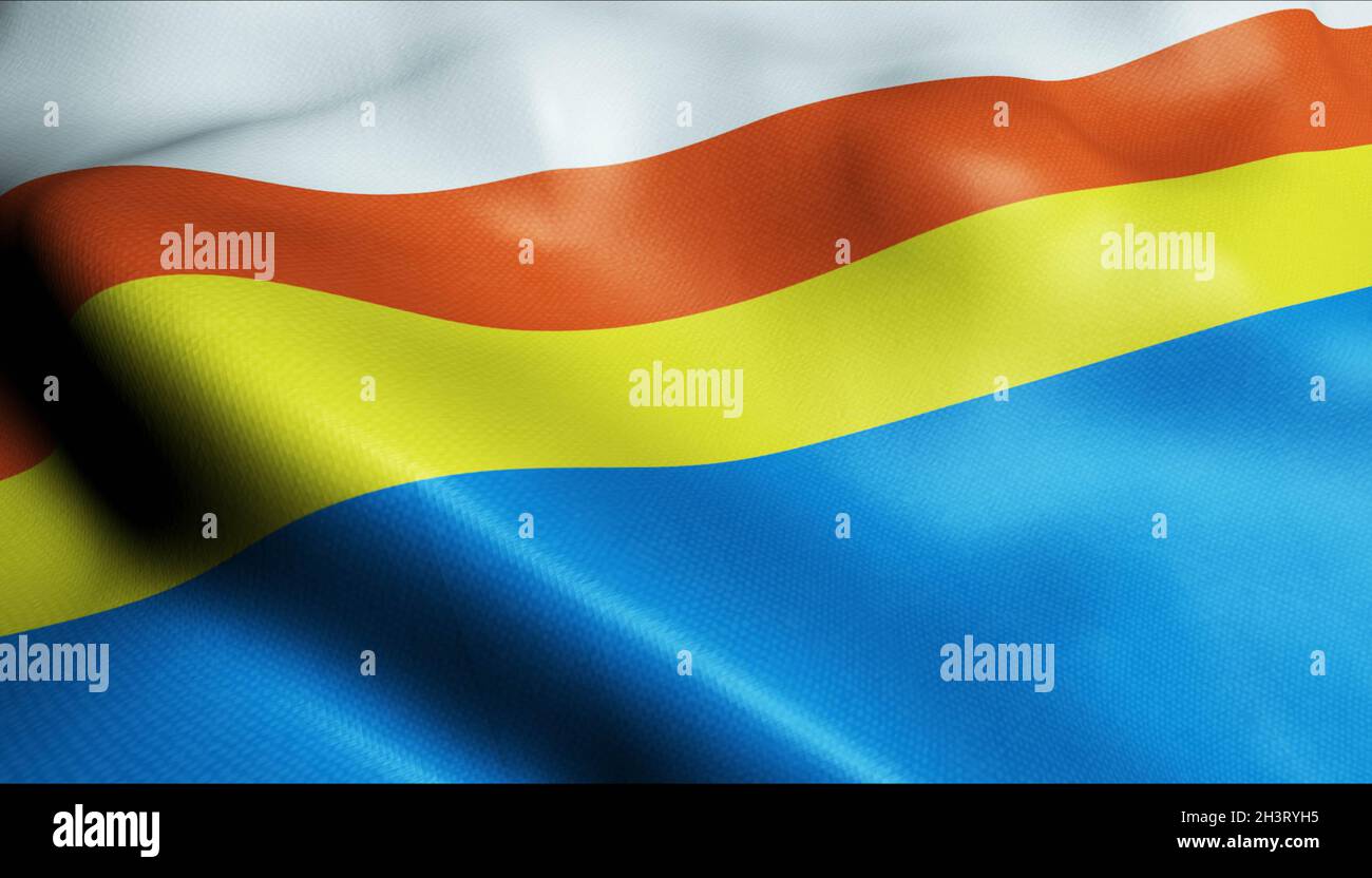 3D Illustration of a waving Poland city flag of Radzionkow Stock Photo ...
