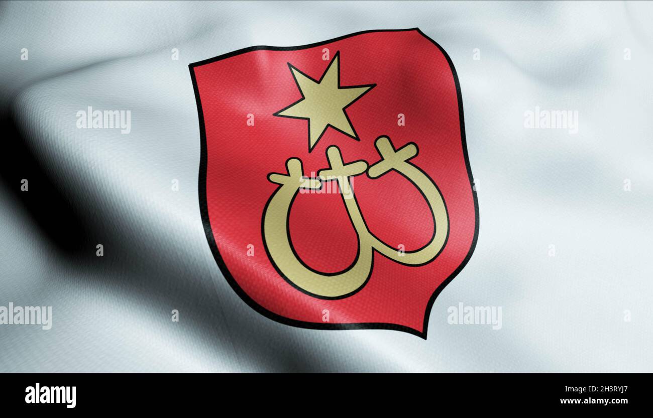 3D Illustration of a waving Poland city flag of Pilica Stock Photo - Alamy