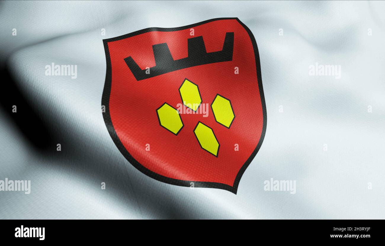 3D Illustration of a waving Poland city flag of Piastow Stock Photo - Alamy