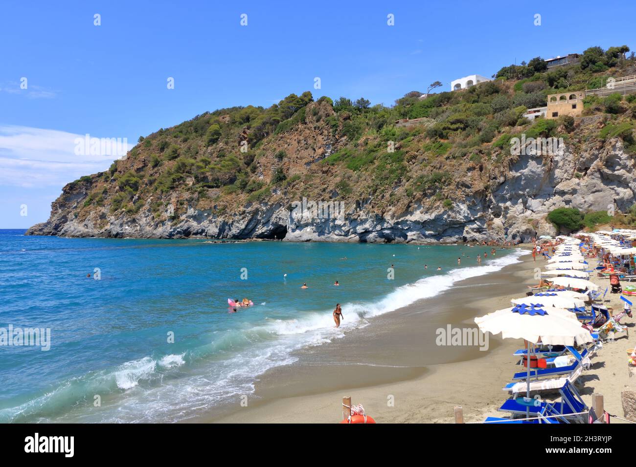 July 18 2021 - Forio, Ischia, Italy: landscape with the sea, beach and ...