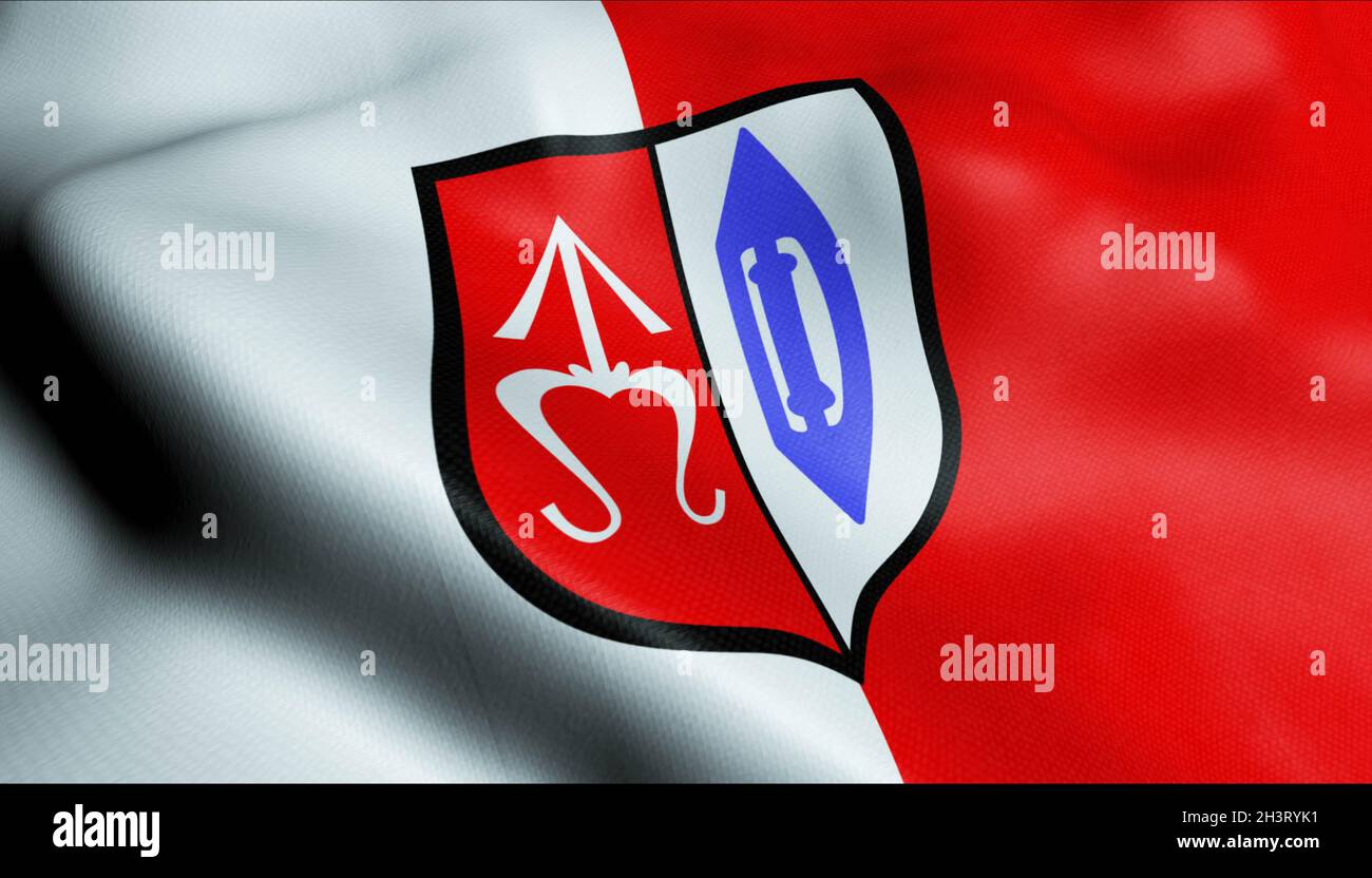 3D Illustration of a waving Poland city flag of Ozorkow Stock Photo - Alamy