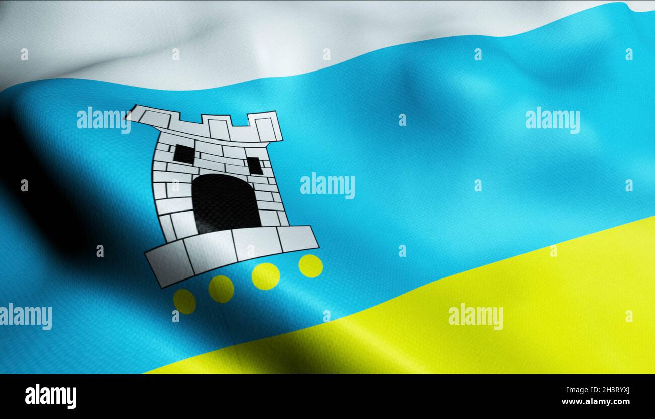 3d flag of pleszew city hi-res stock photography and images - Alamy