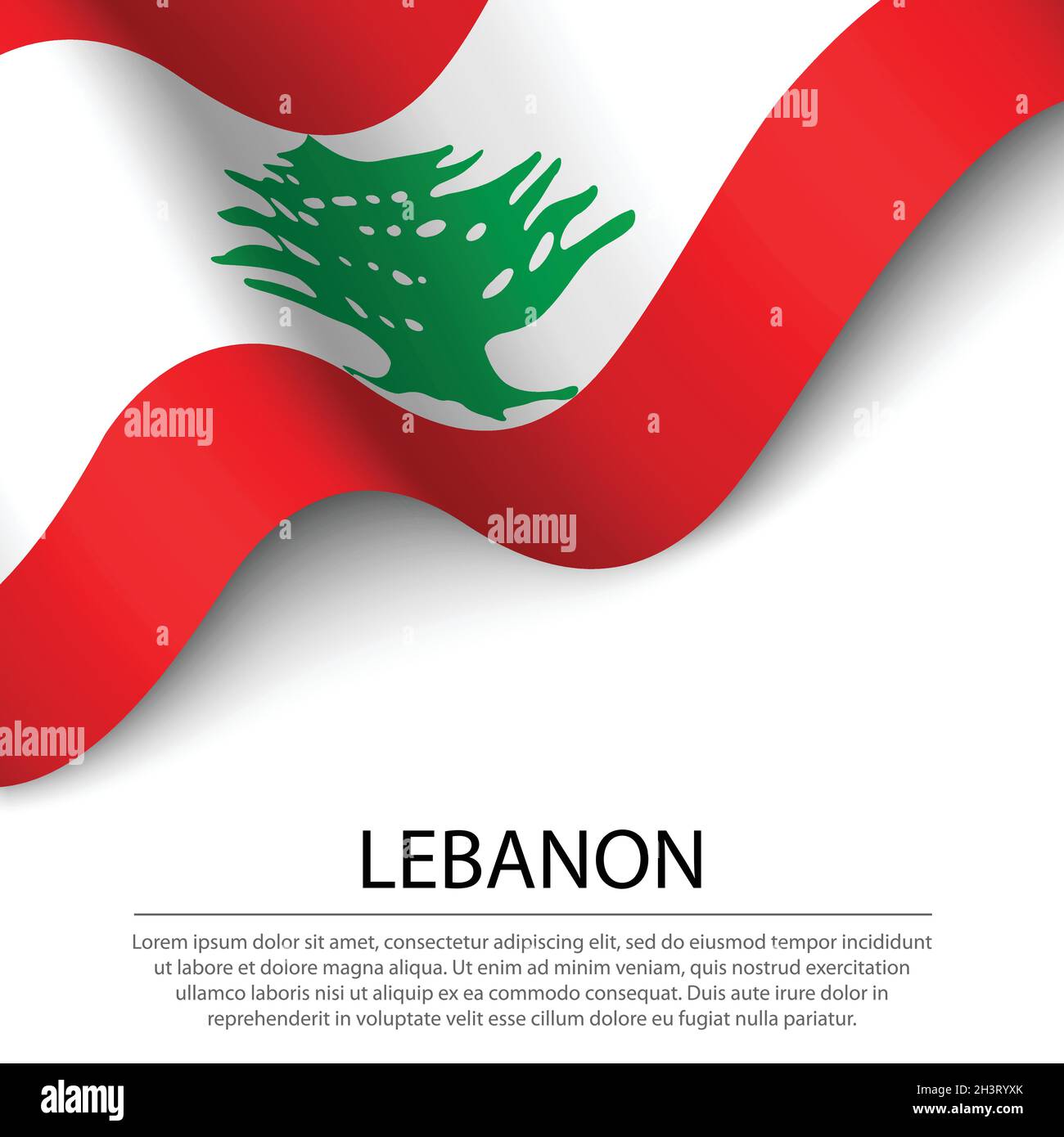 Waving flag of Lebanon on white background. Banner or ribbon vector ...