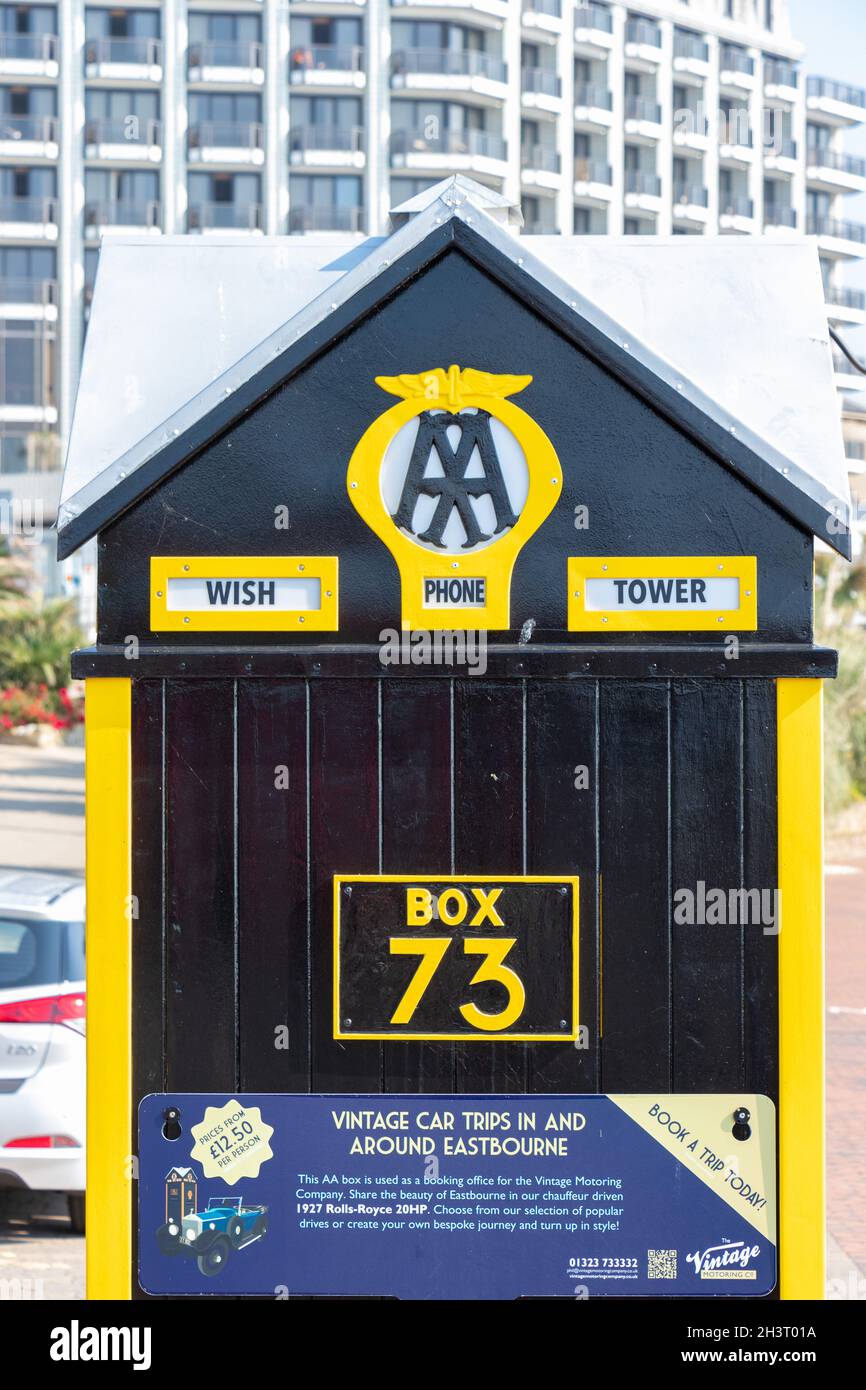 old vintage AA emergency telephone box N0. 73 Wish tower on Eastbourne ...