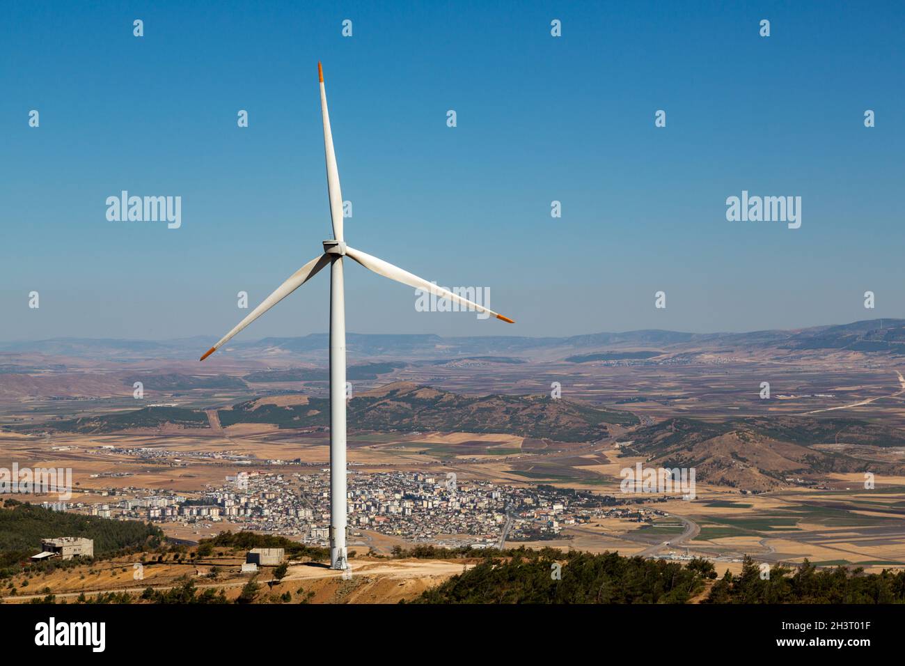 Renewable energy wind turbine placed on the high windward point of the ...