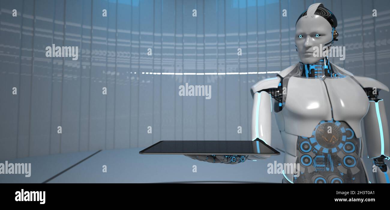 Humanoid Robot Tablet PC Stock Photo - Alamy