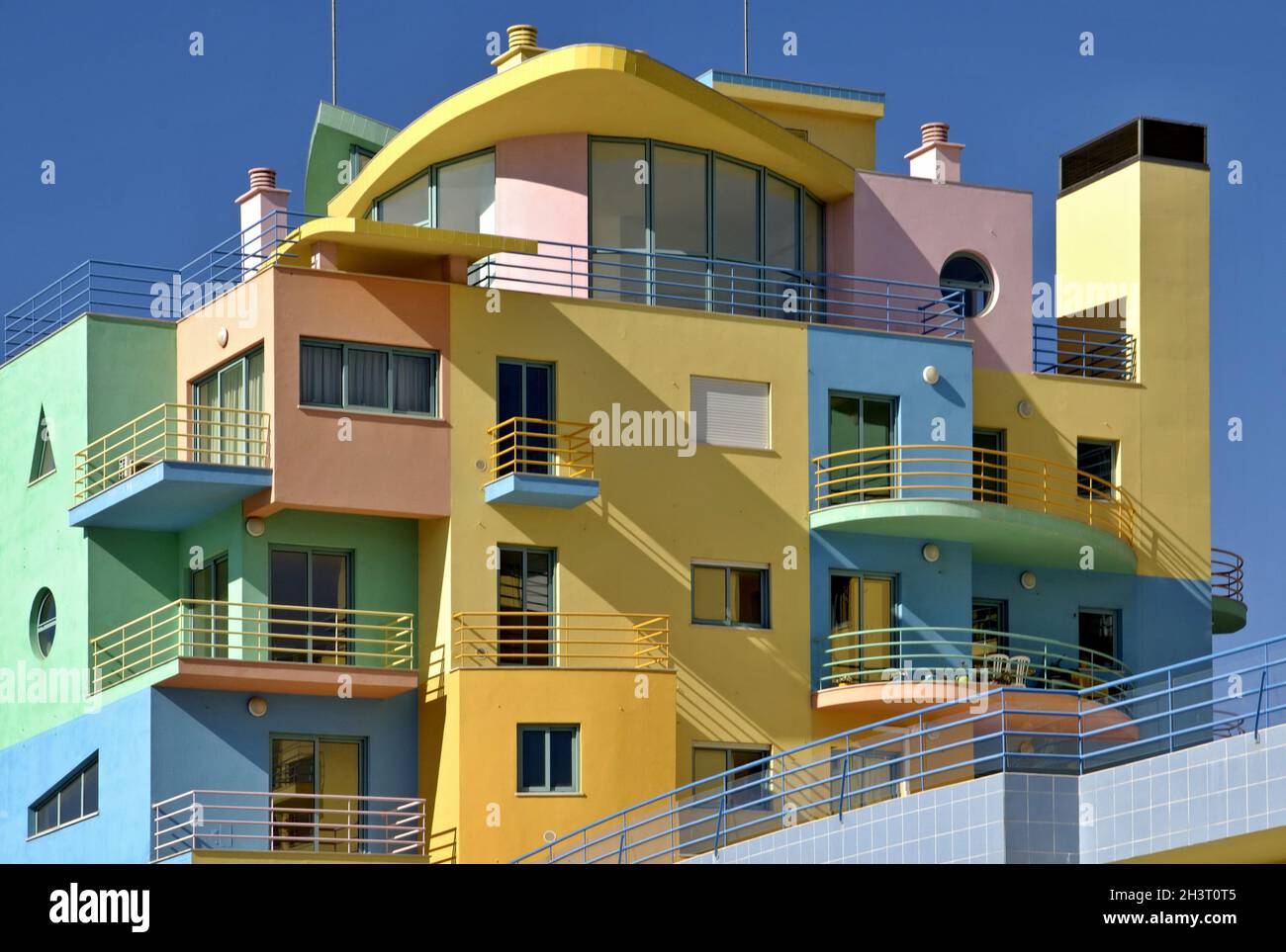 Colorful architecture in the Albufeira marina, Algarve - Portugal Stock ...
